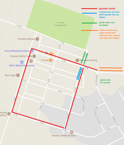 parade route - Town of Irricana