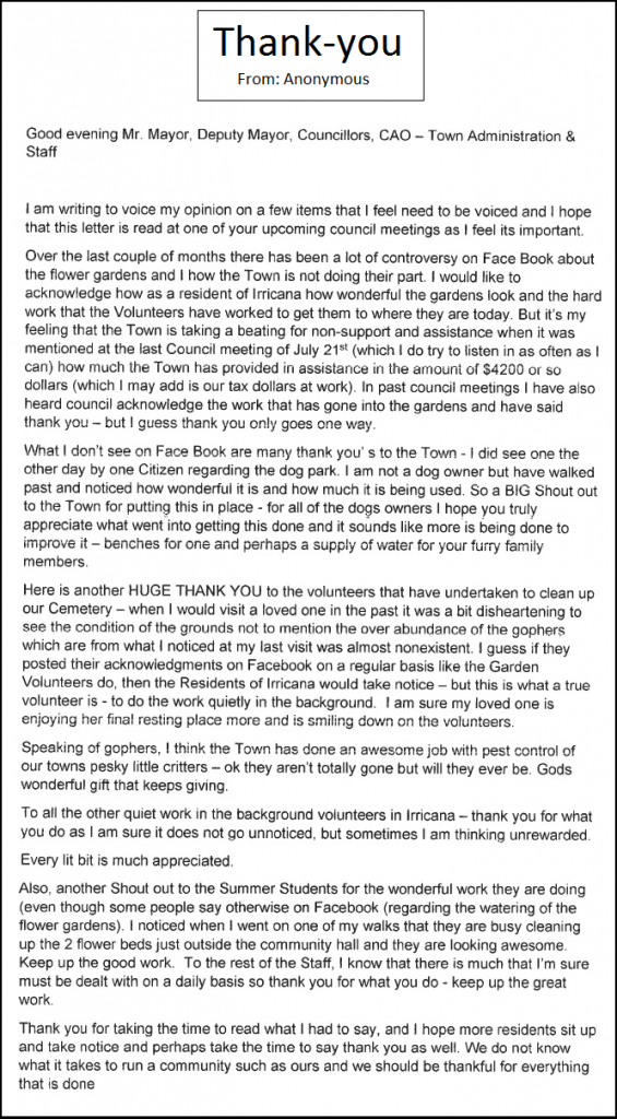 Anonymous-thank-you-1 - Town of Irricana