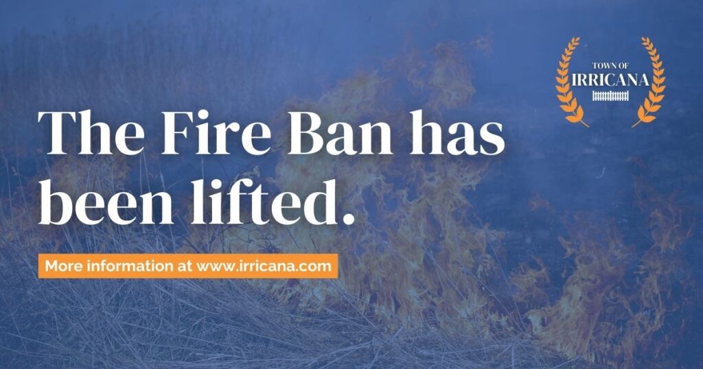 Fire Ban Lifted Banner - Town of Irricana
